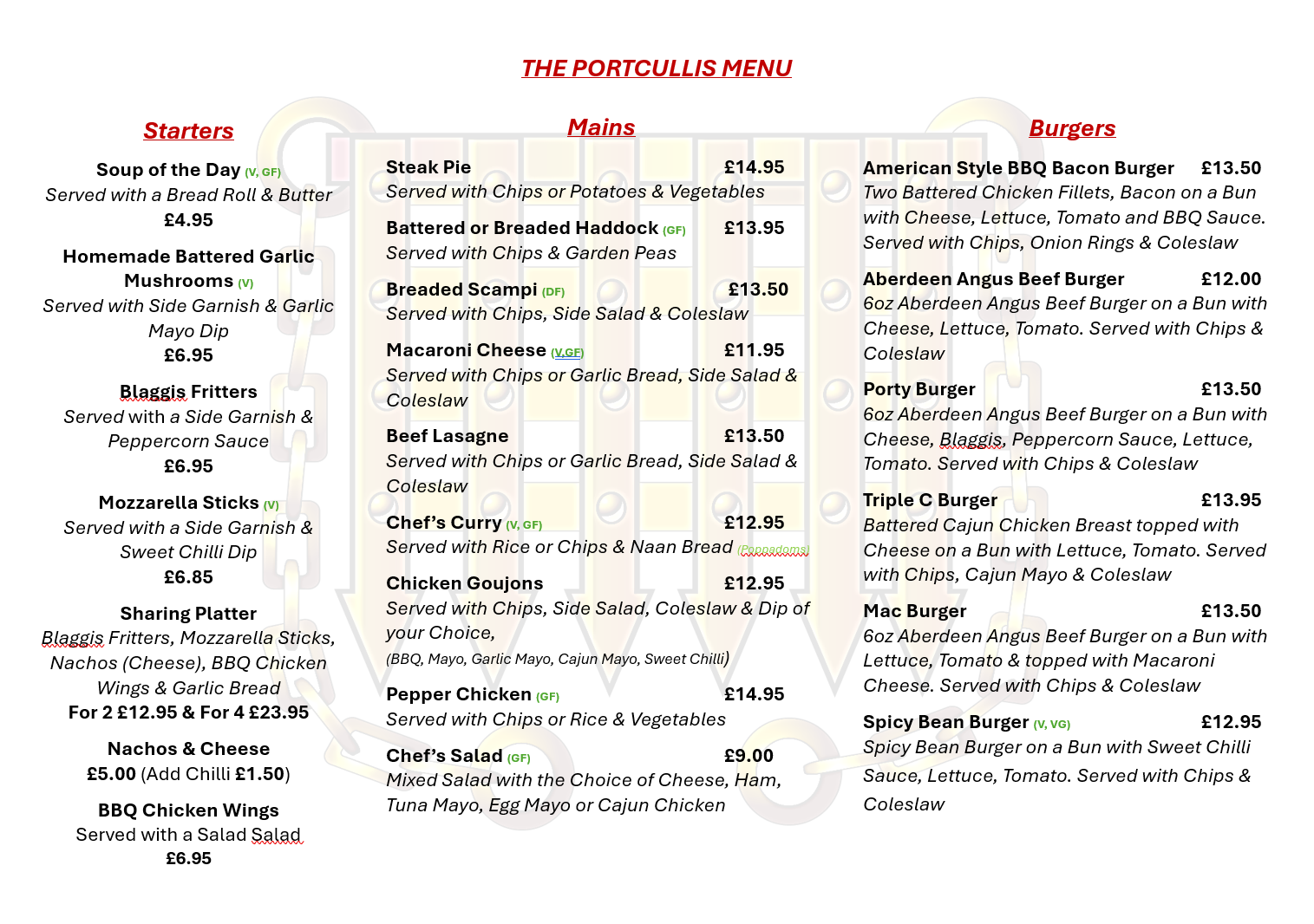 Restaurant Menu – Welcome….